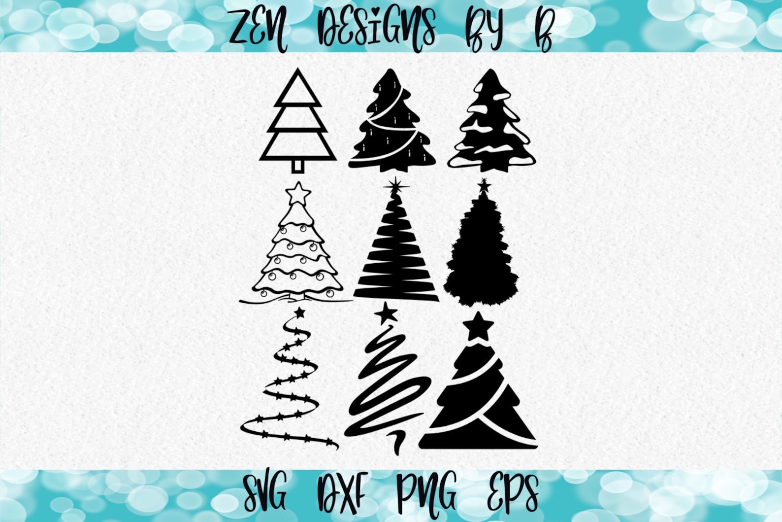 Christmas Tree SVG Cut File Set of 9 Christmas Trees - Etsy
