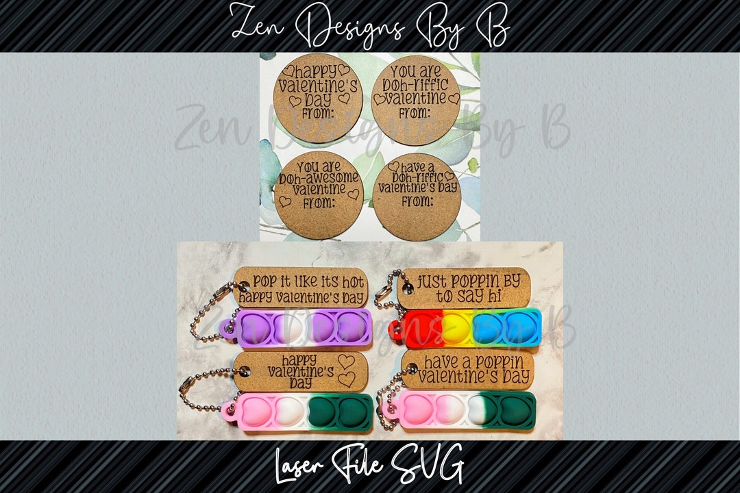 Popper Keychain and Playdough Lid Toppers Laser SVG, Valentines ...