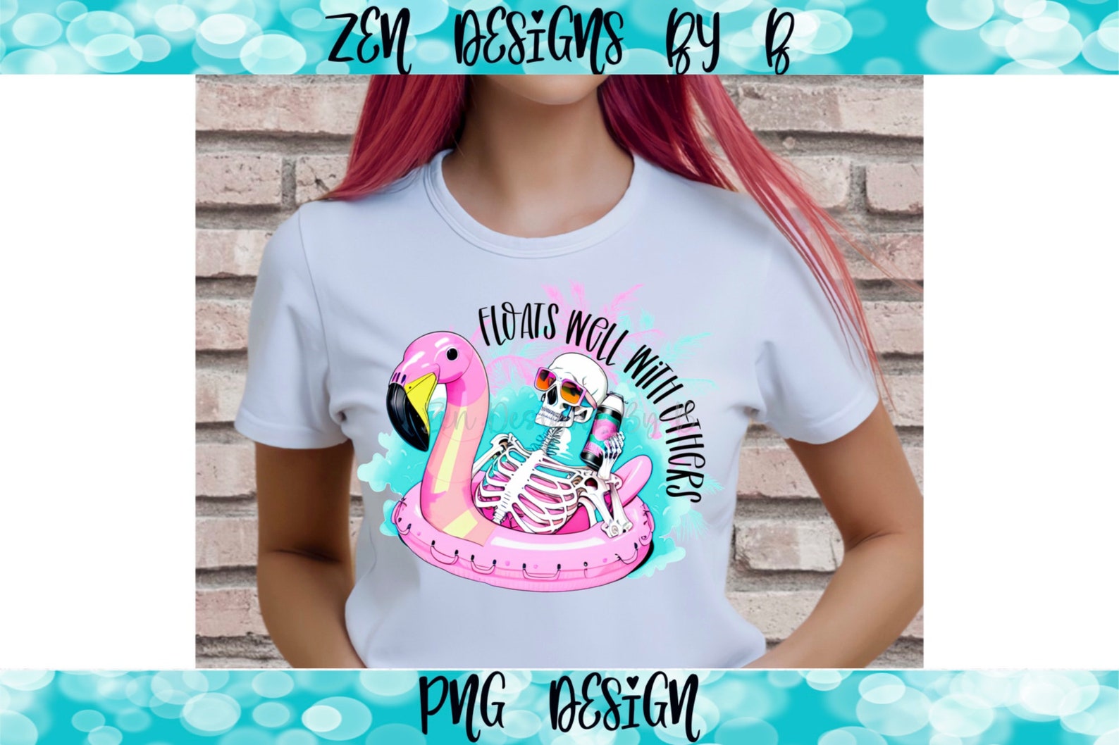 Skeleton on Flamingo Float, Summer Sublimation PNG - Etsy