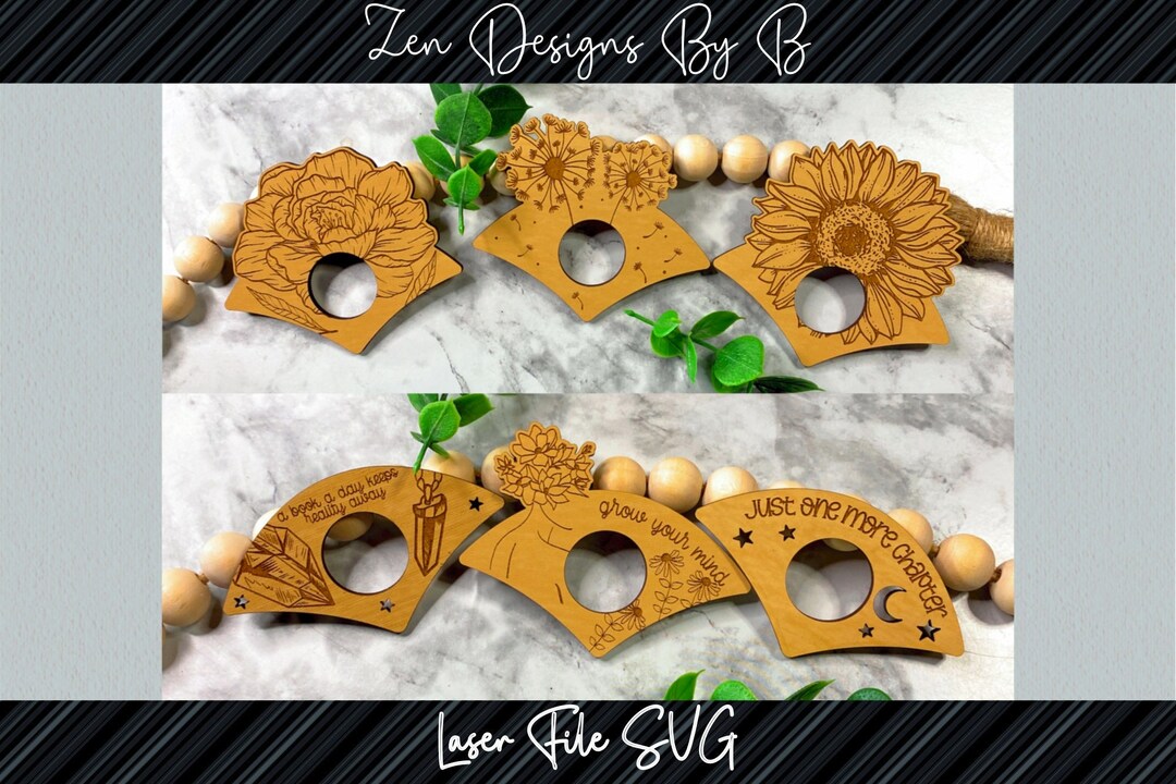 Book Page Holder Bundle of 6 Laser SVG, Floral Book Page Holder, Book ...