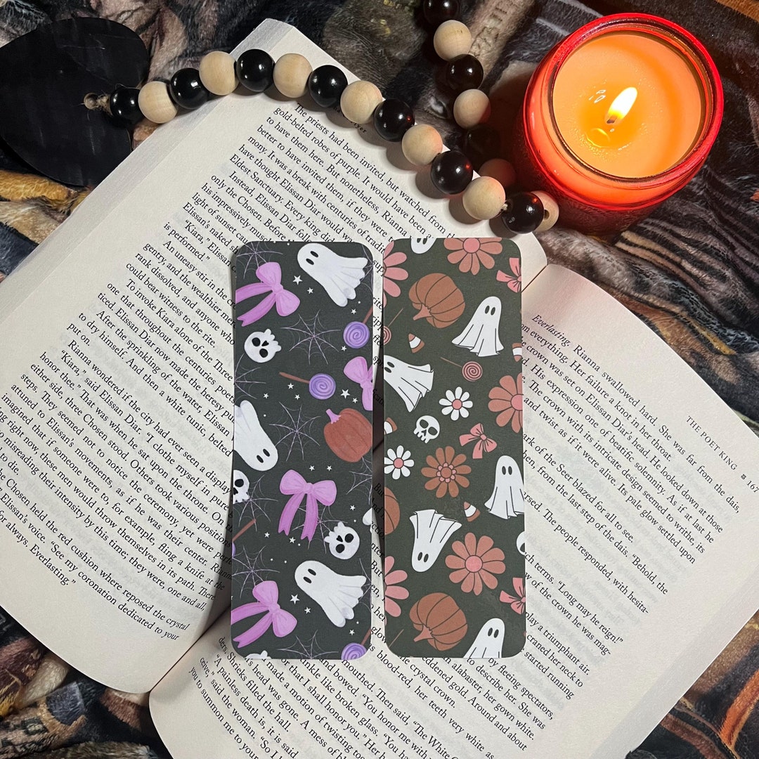 Retro Ghost Bookmark, Halloween Spooky Bookish Gift (double Sided) - Etsy