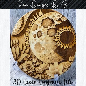 3D Laser Engrave Floral Moon, 3D Moon, Moon Child 3D Engraving File - Etsy