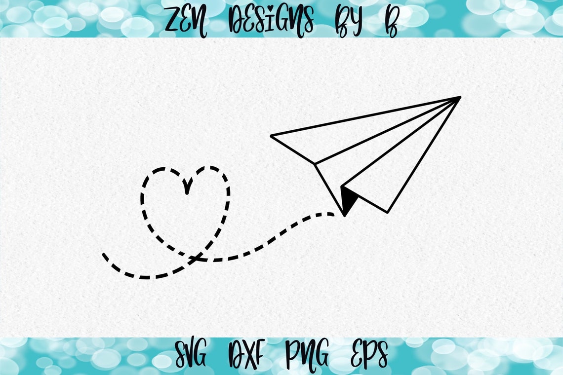 Paper Airplane SVG Cut File Line Art Love - Etsy