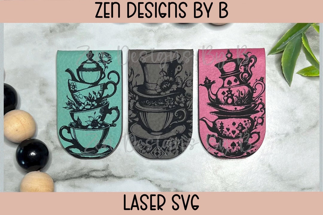 Tea Cups Magnetic Bookmarks Laser SVG, 3 Bookmark Set - Etsy
