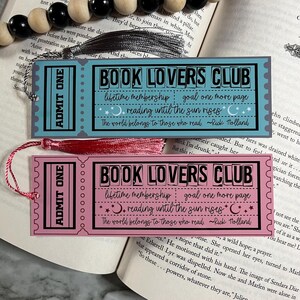 Book Lovers Club Bookmark, Book Club Ticket Bookmark, Bookmarks for ...
