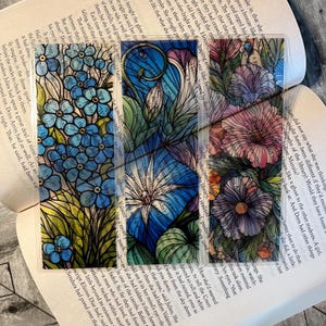 Stained Glass Bookmarks, Clear Floral Bookmark, Bookmarks for Women ...