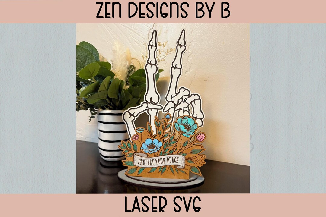Boho Skeleton Hand Peace Sign, Wildflower SVG File (laser Cut) - Etsy