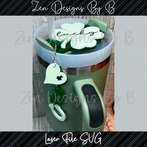 Lucky 4 Leaf Clover Tumbler Lid Topper With Matching Straw Charms Laser ...