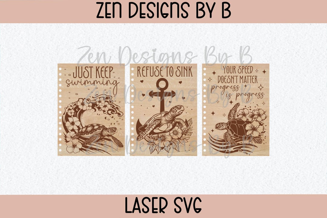Sea Turtle Notebook Cover Laser SVG Bundle, Motivational Designs - Etsy