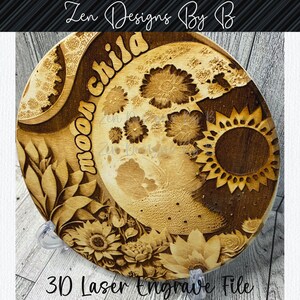 3D Laser Engrave Floral Moon, 3D Moon, Moon Child 3D Engraving File - Etsy