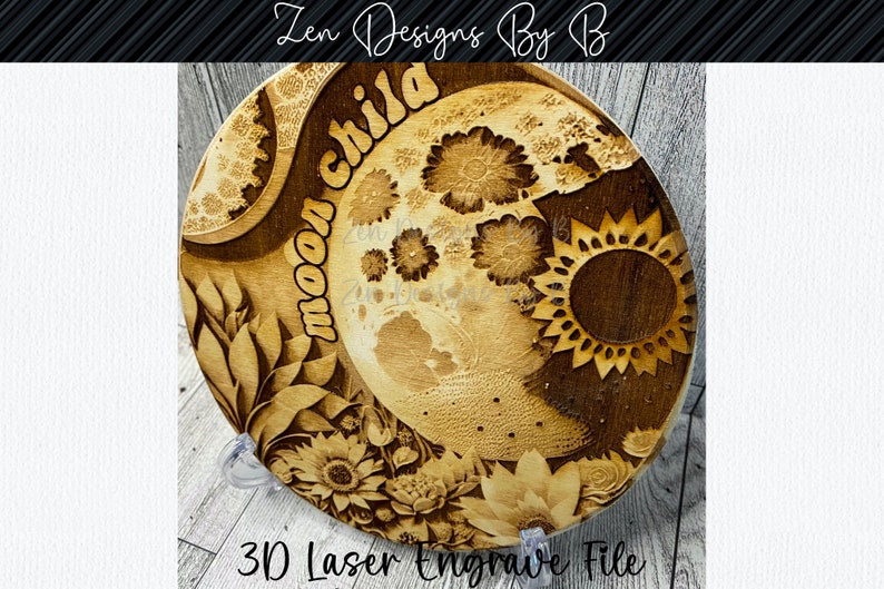 Floral Moon 3D Laser Engrave File (PNG) - Etsy