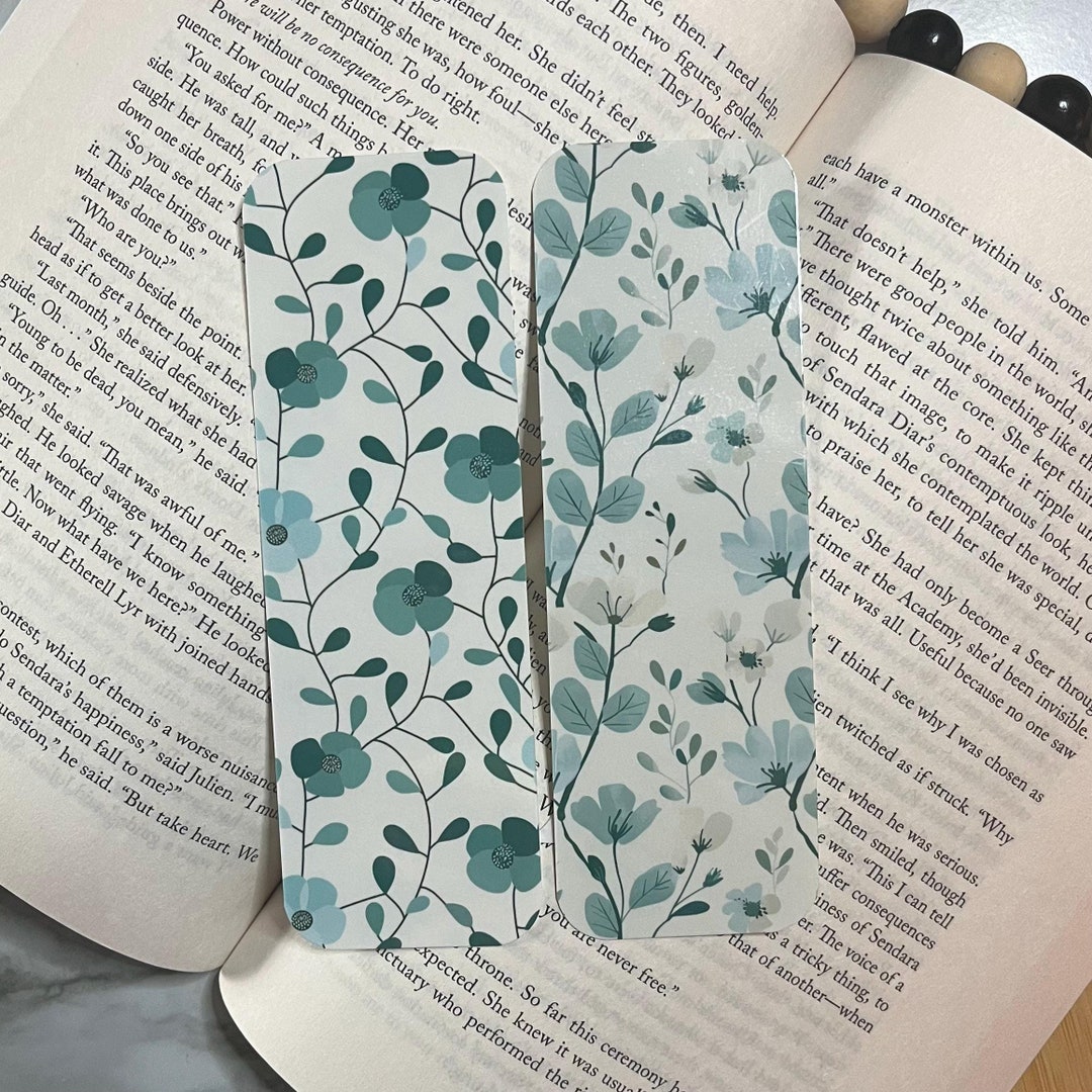 Mint and Blue Floral Bookmark, Flower Bookmark, Bookmarks for Women ...