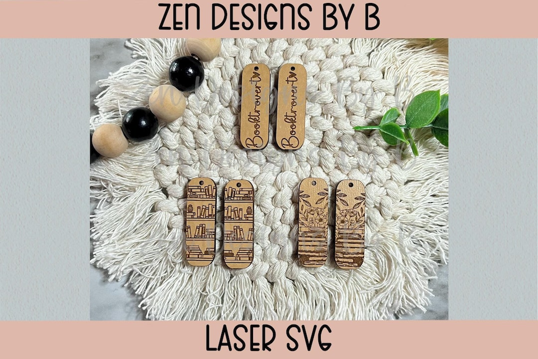 Book Earrings Laser SVG, Wood Bar Dangle Earrings - Etsy