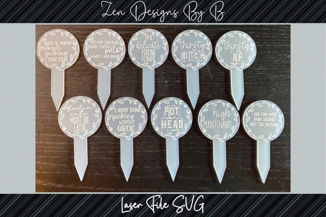 Funny Adult Plant Stakes Bundle Laser SVG File, Plant Stakes, Funny ...