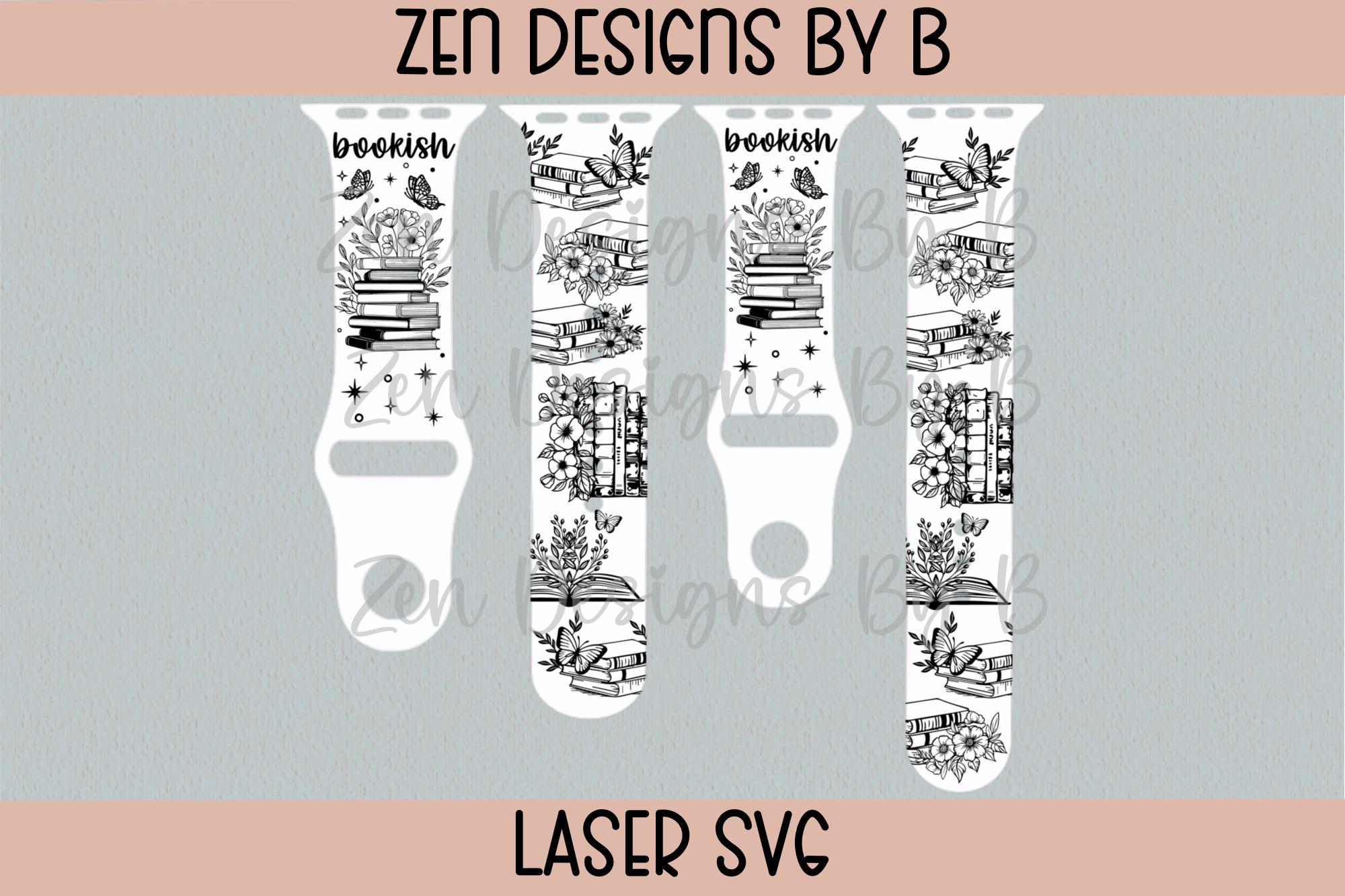 Bookish Watch Band Laser SVG File for Silicone Watch Band, Reader Watch ...