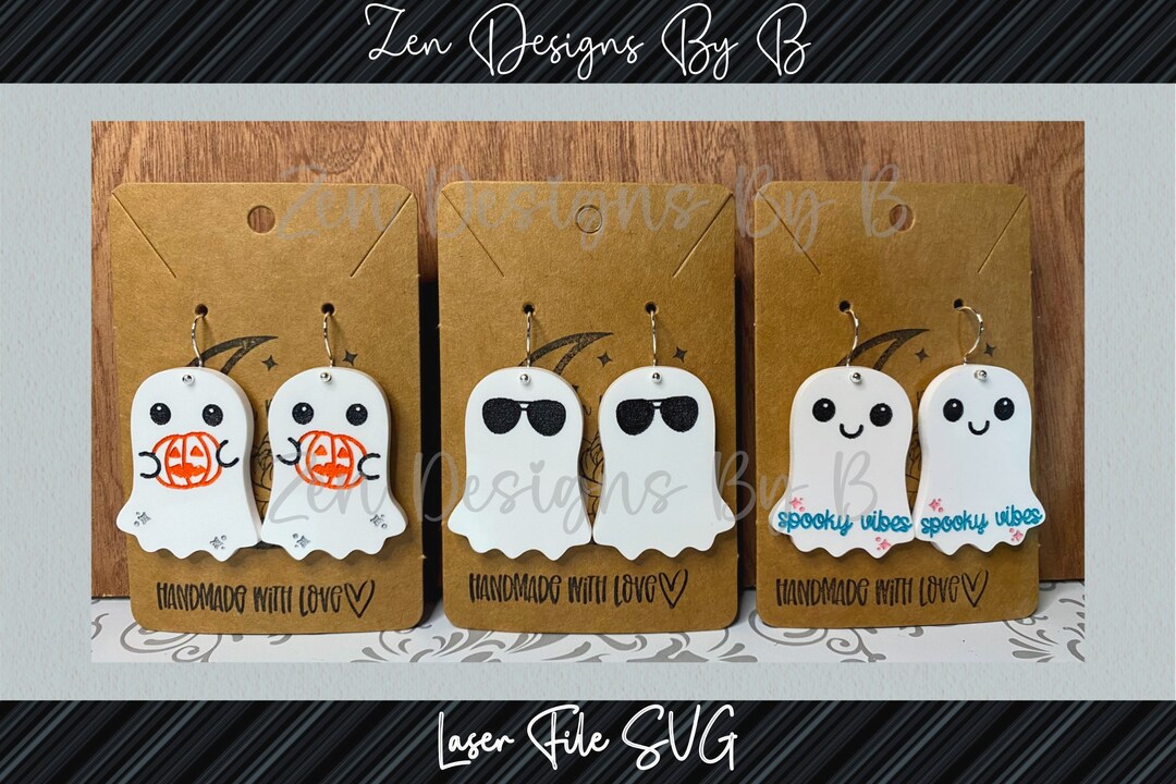 Ghost Dangle Earring Bundle Laser SVG, Glowforge Earrings, Spooky Vibes ...