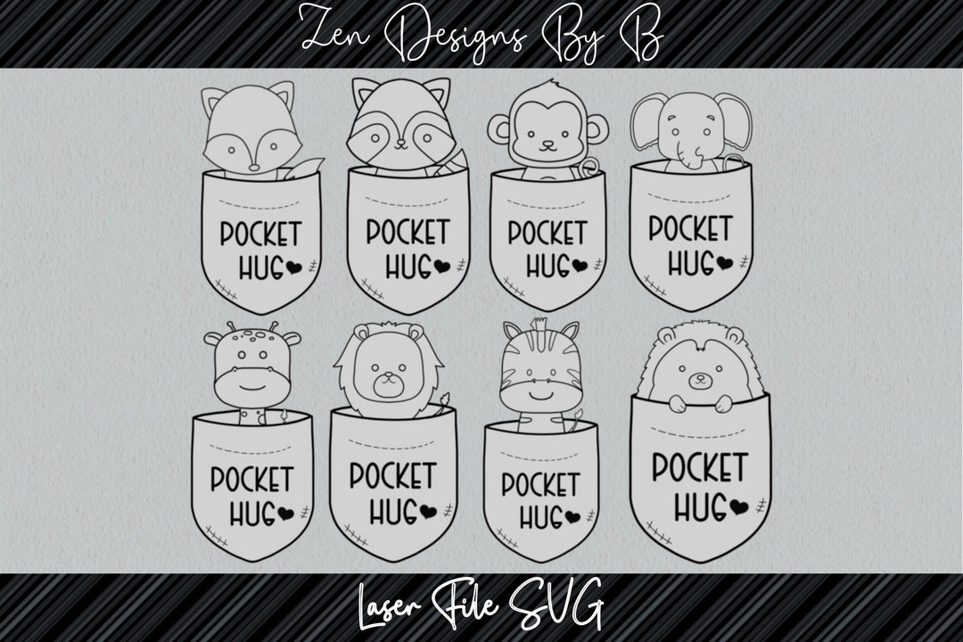 Pocket Hug Bundle of 8 Laser SVG File, Valentines Day, Gift, Pocket Hug ...