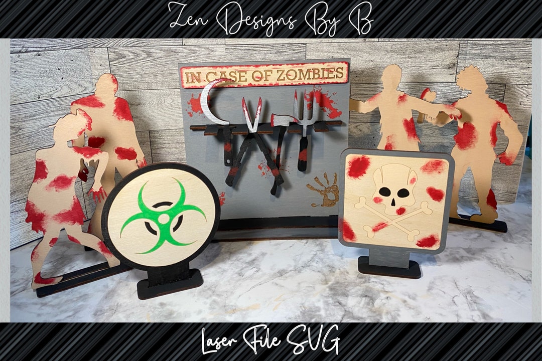 In Case of Zombies Set Shelf Sitters Laser SVG, Halloween, Zombies ...