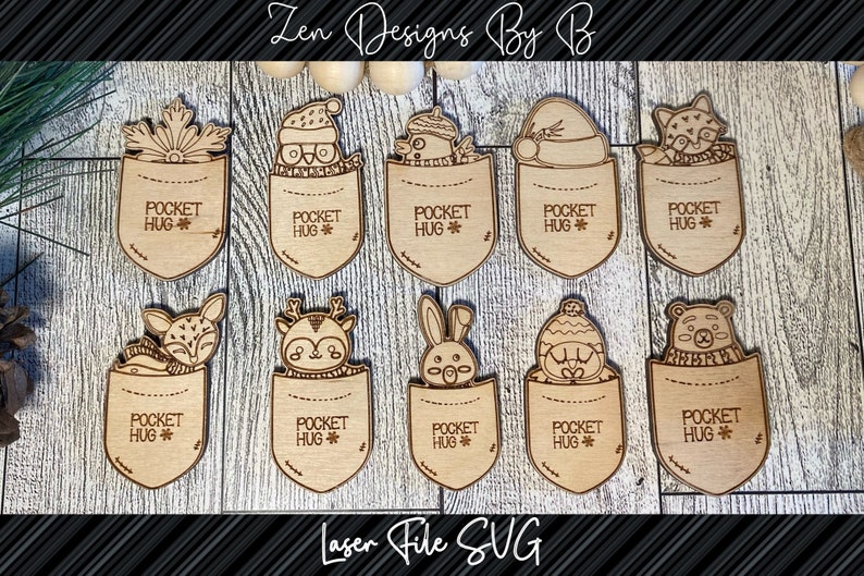 Winter Pocket Hug Bundle of 10 Laser SVG File Pocket Hug Card - Etsy