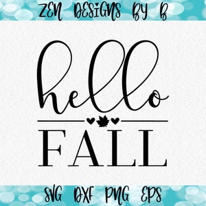 Hello Fall SVG Cut File, Hello Fall With Heart Divider - Etsy
