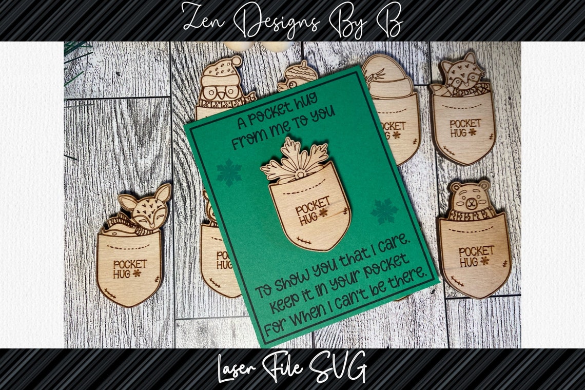 Winter Pocket Hug Bundle of 10 Laser SVG File Pocket Hug Card - Etsy
