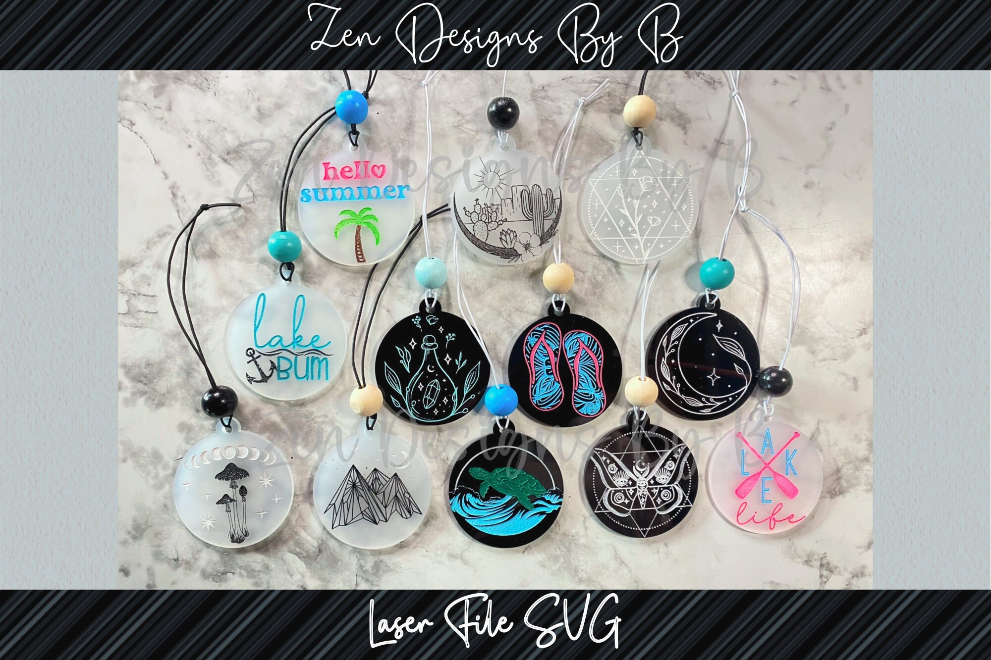 Car Charm Bundle Laser SVG, Glowforge Keychain, Car Charm, Celestial ...