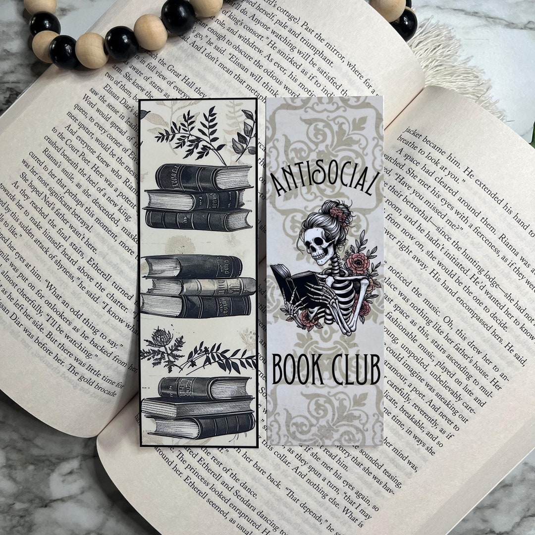 Antisocial Book Club Bookmark, Skeleton Reading, Laminated Book Lover ...