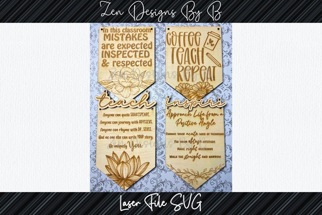 Teacher Classroom Signs Bundle Laser SVG, Classroom Decor, Motivational ...
