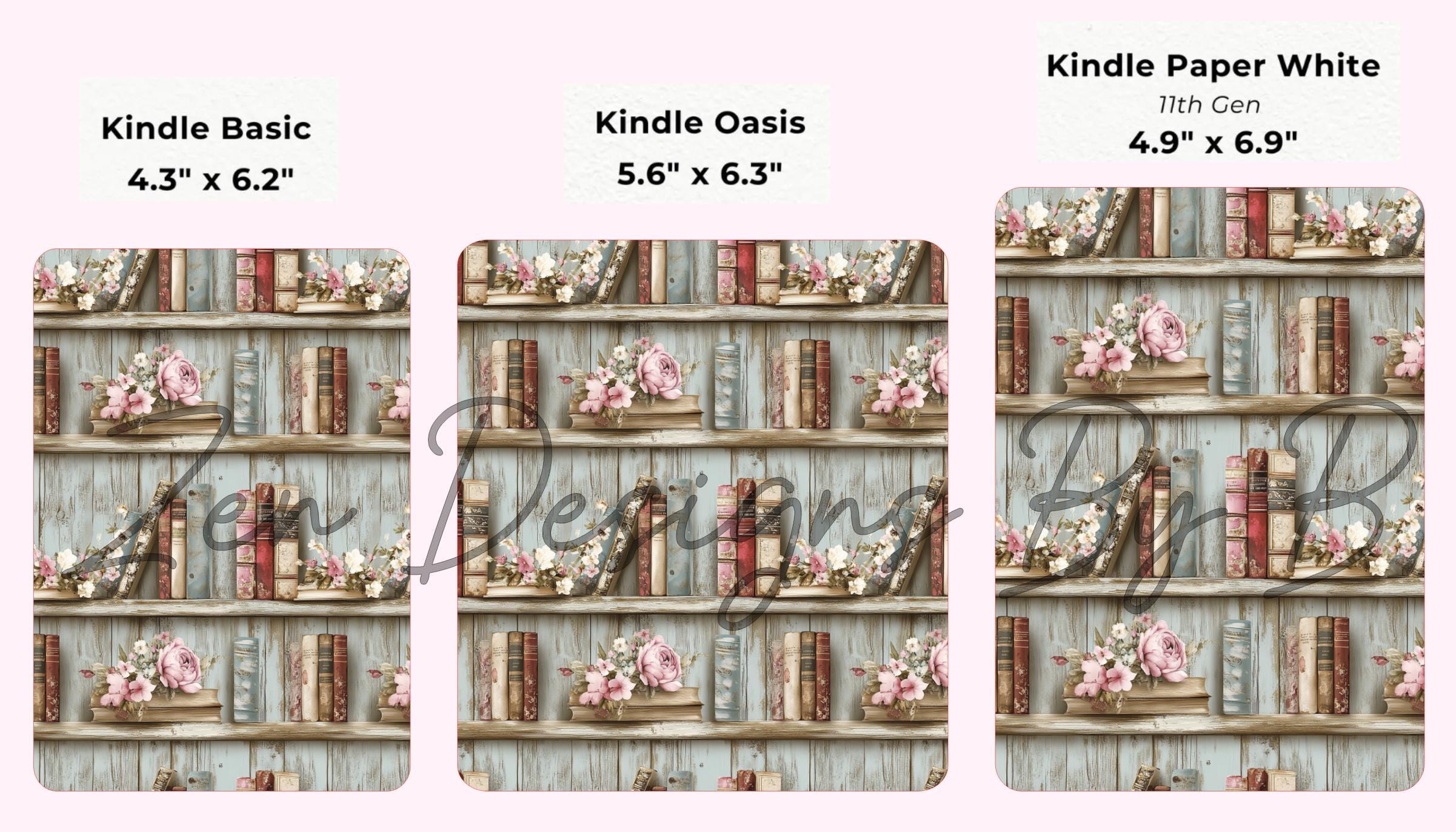 3D Bookshelf Kindle Insert, Clear Case Kindle Insert, Book Stack Kindle ...