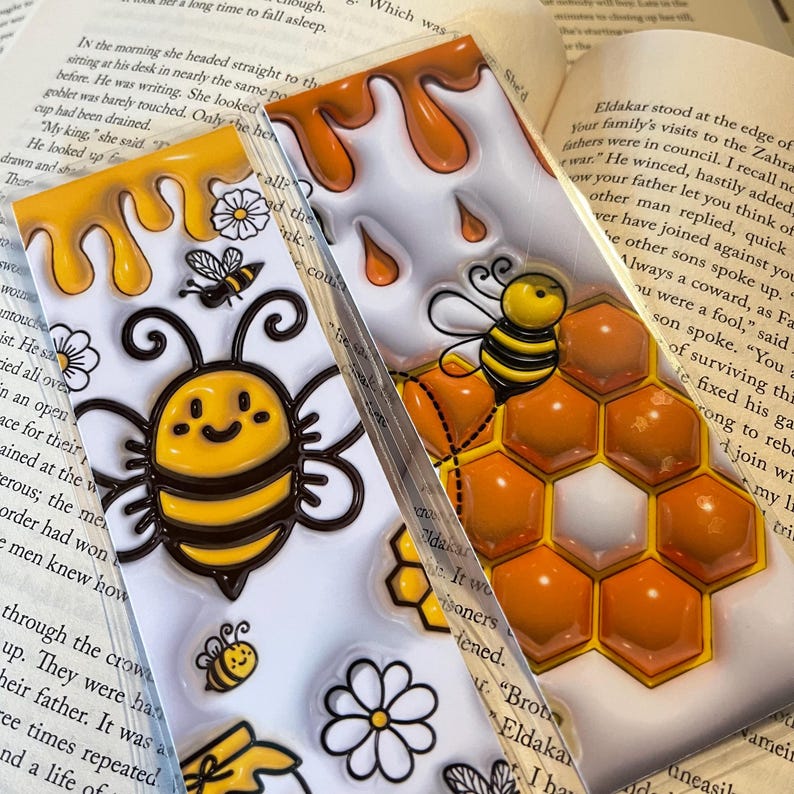 3D Puff Bee Bookmark, Honeycomb Flowers, Book Lover Gift (laminate) - Etsy