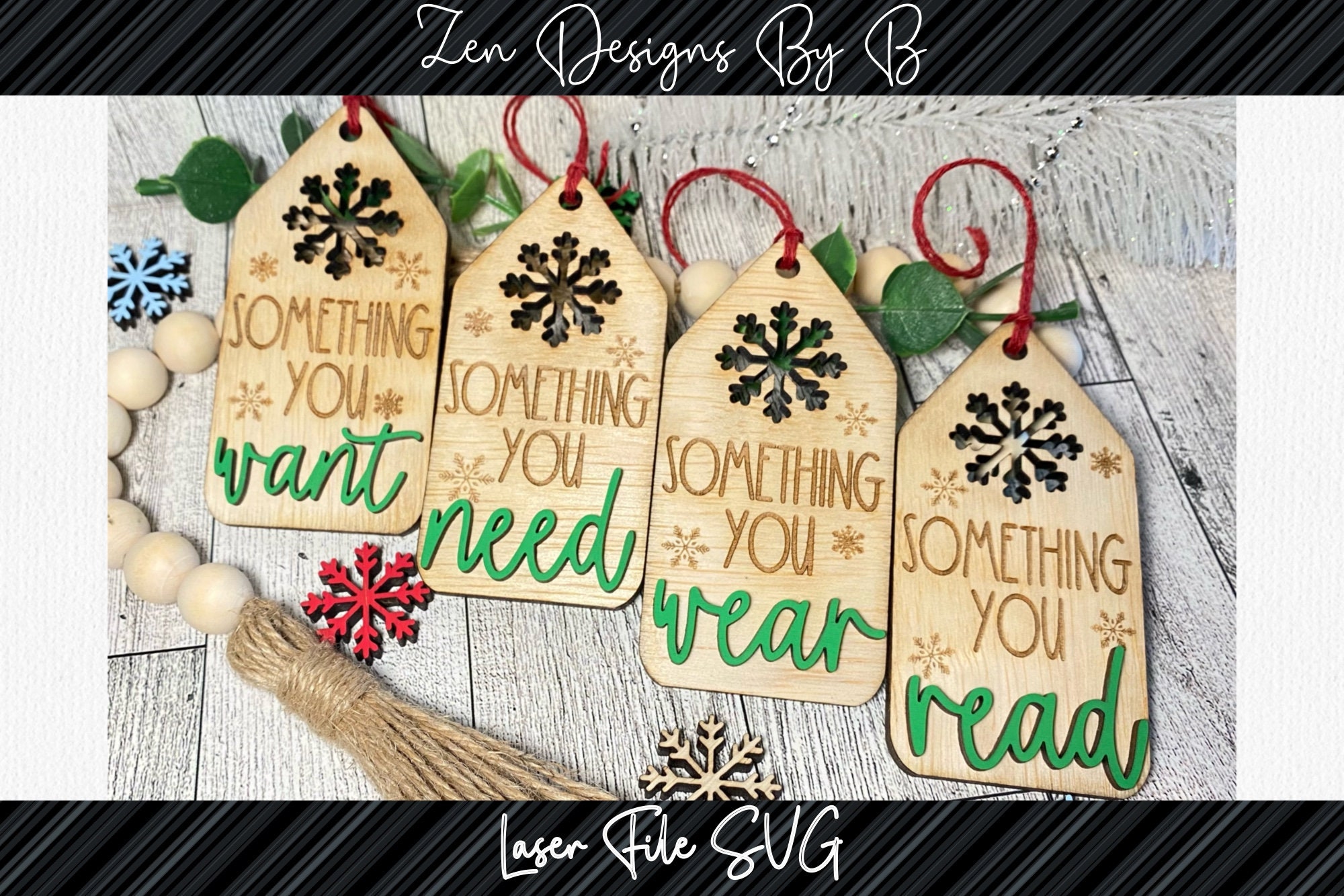 Want Need Wear Read Tags Laser SVG File 4 Gift Set Tags - Etsy