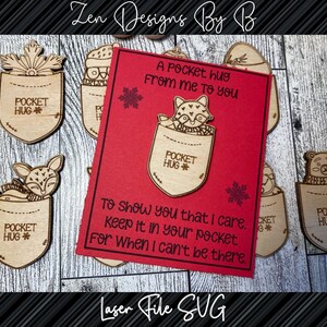 Winter Pocket Hug Bundle of 10 Laser SVG File, Pocket Hug Card Included ...