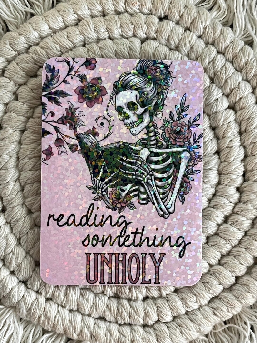 Reading Something Unholy Glitter Sticker, Smut Sticker, Bookish Sticker ...