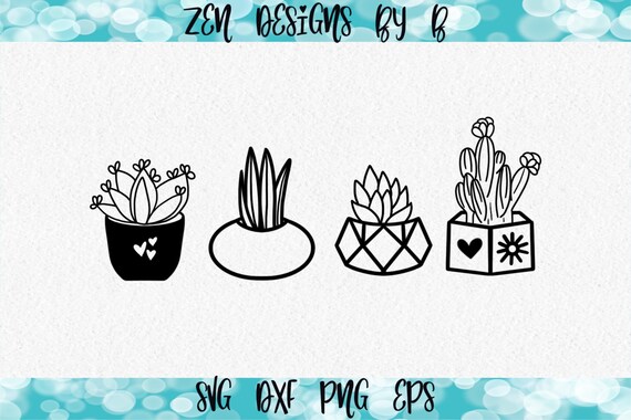 Succulents SVG Cut File Bundle of 4 Succulents in Pots - Etsy