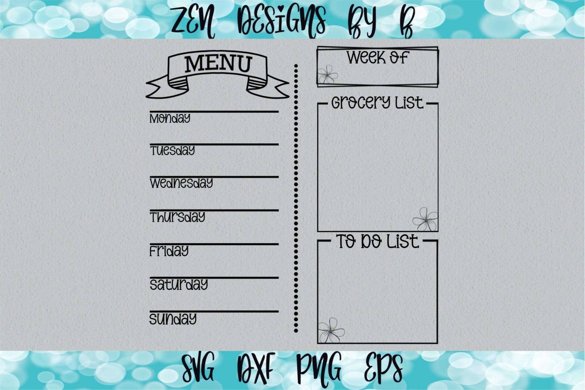 Menu and List Template SVG Cut File. Compatible With Laser | Etsy