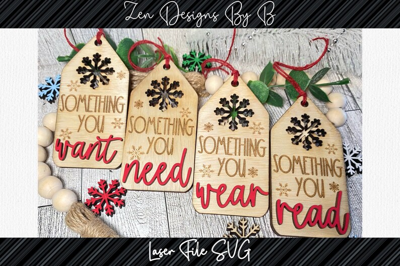 Want Need Wear Read Tags Laser SVG File 4 Gift Set Tags - Etsy