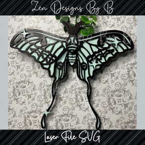 Luna Moth Laser SVG, 4 Layers Laser Cut Luna Moth, Luna Moth Wall Decor ...