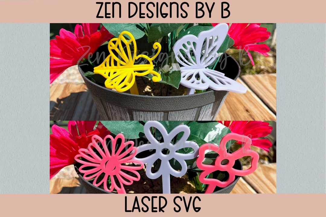 3D Plant Stakes Bundle Laser SVG File, Plant Stakes, 3D Bee Plant ...