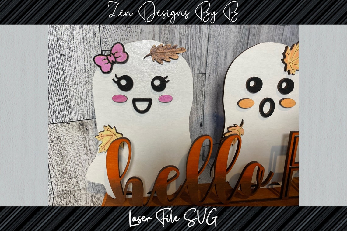 Hello Fall Ghosts Shelf Sitter Laser SVG (digital Download) - Etsy