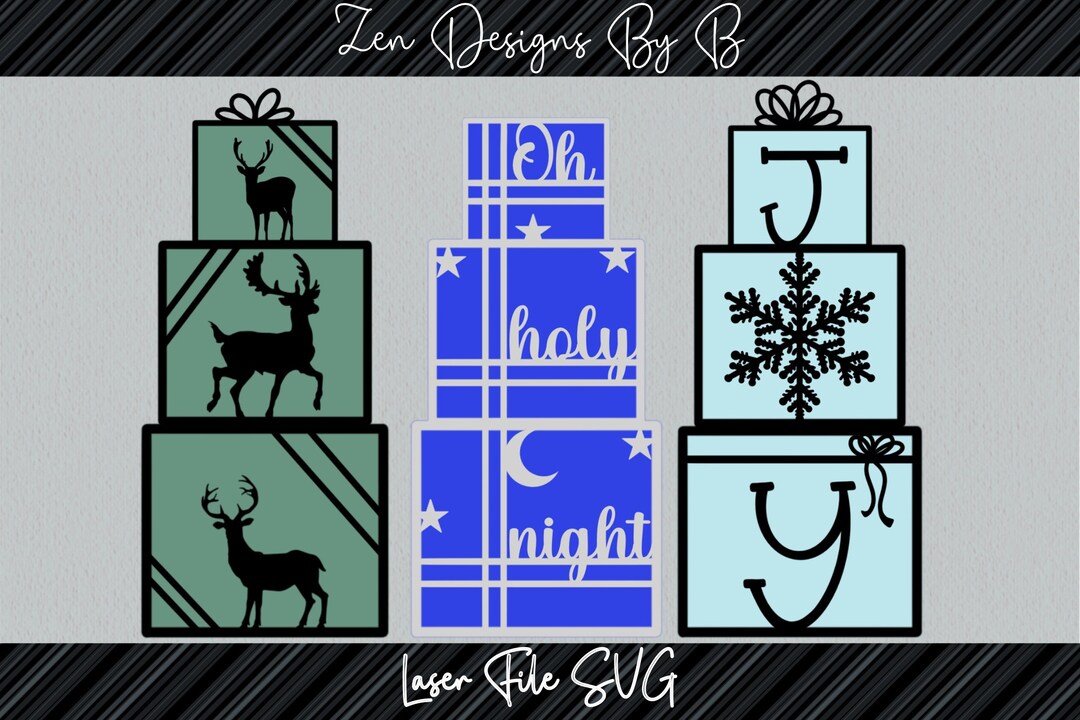 Standing Presents Bundle Laser SVG File, Christmas Presents, Home Decor ...