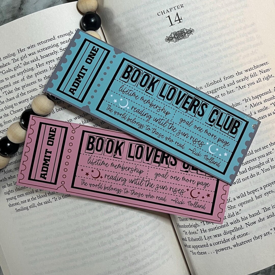 Book Lovers Club Bookmark, Book Club Ticket Bookmark, Bookmarks for ...