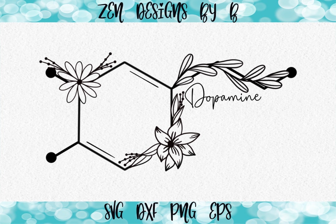 Dopamine Molecule SVG Cut File, Floral Dopamine Molecule - Etsy