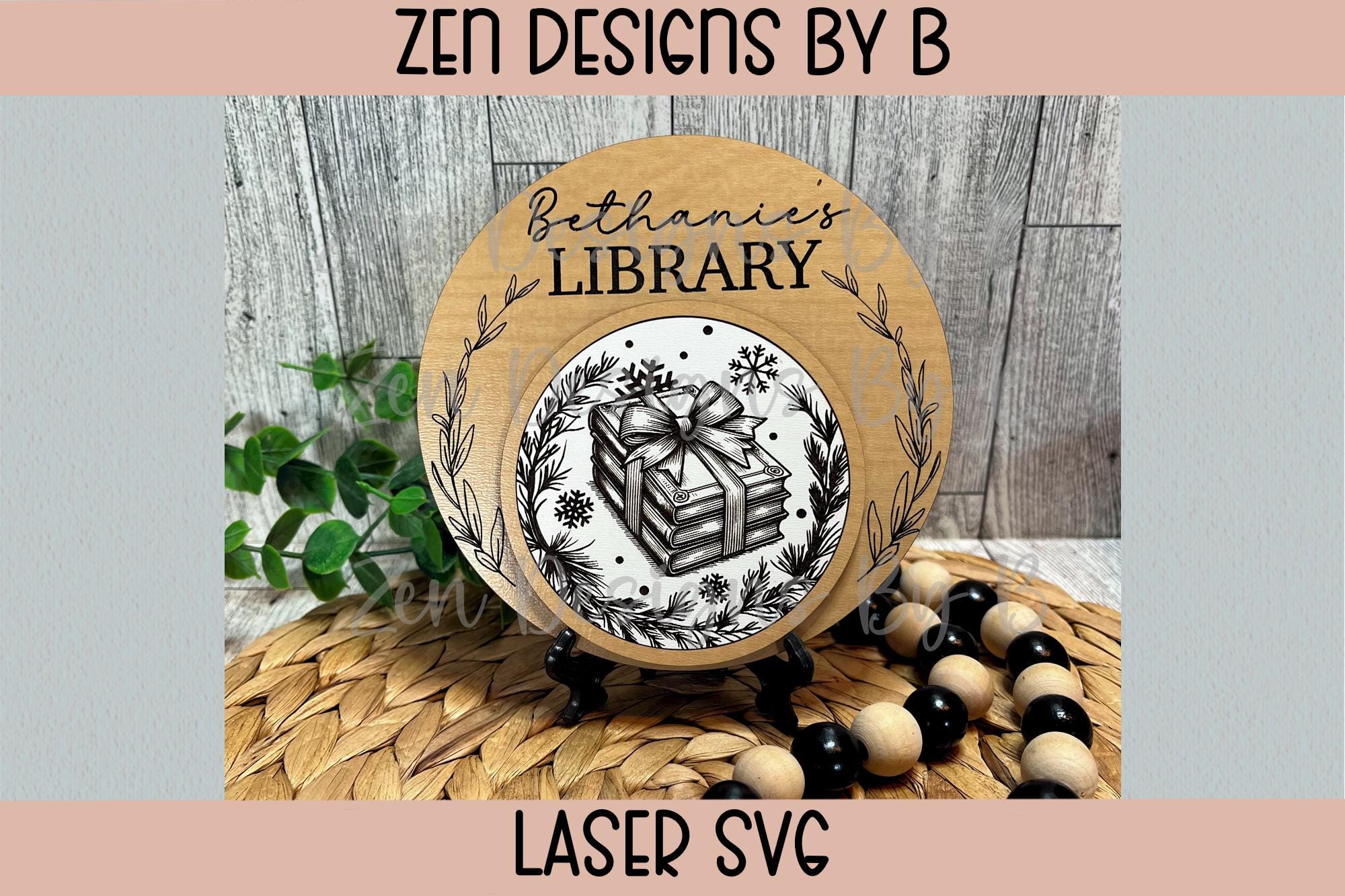 Interchangeable Library Sign Laser SVG, Seasonal Book Stack (digital ...