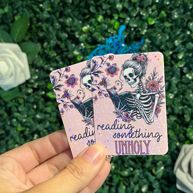 Reading Something Unholy Glitter Sticker, Smut Sticker, Bookish Sticker ...