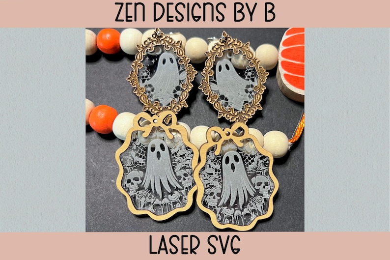 Ghost Inlay Dangle Earring Bundle Laser SVG, Glowforge Earrings ...