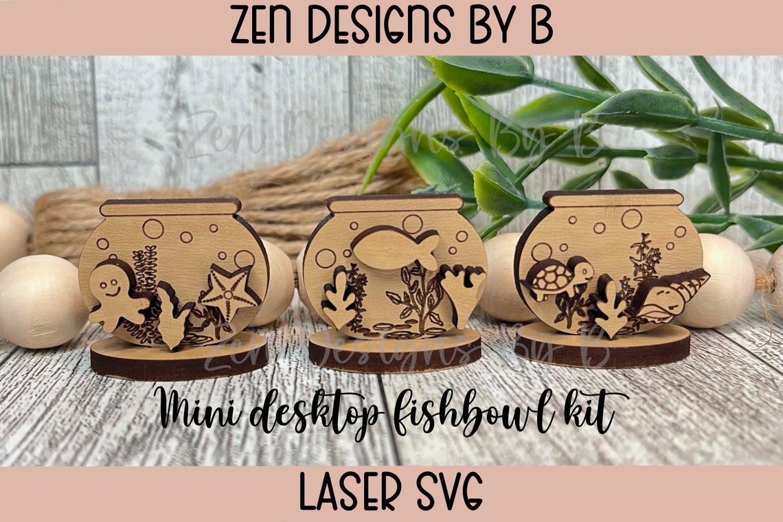 Miniature Desktop Fishbowl Kit Laser SVG, Fishbowl, Desktop Fishbowl ...