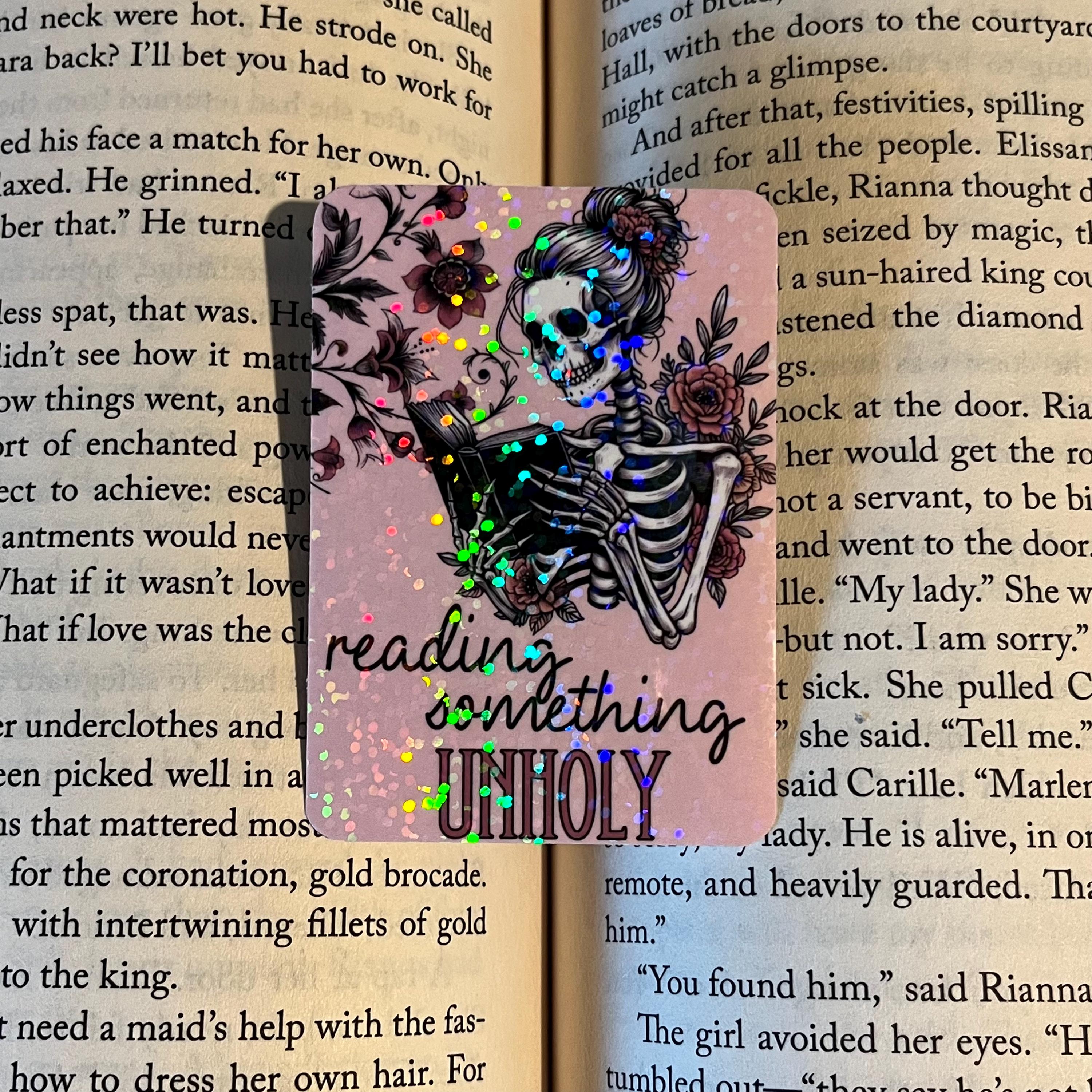 Reading Something Unholy Glitter Sticker, Smut Sticker, Bookish Sticker ...