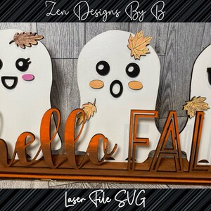 Hello Fall Ghosts Shelf Sitters Laser SVG, Halloween, Fall, Autumn ...