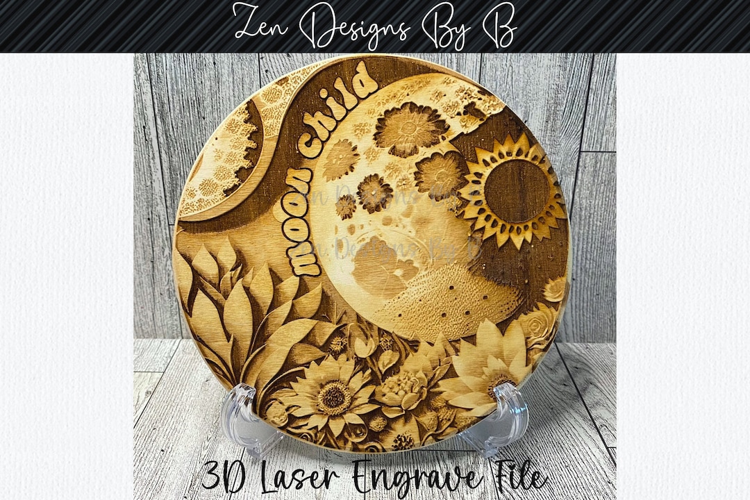 3D Laser Engrave Floral Moon, 3D Moon, Moon Child 3D Engraving File - Etsy