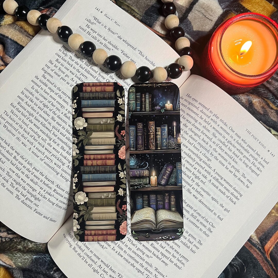 Book Stack Bookmark, Library Bookmark, Bookmarks for Women, Flower ...